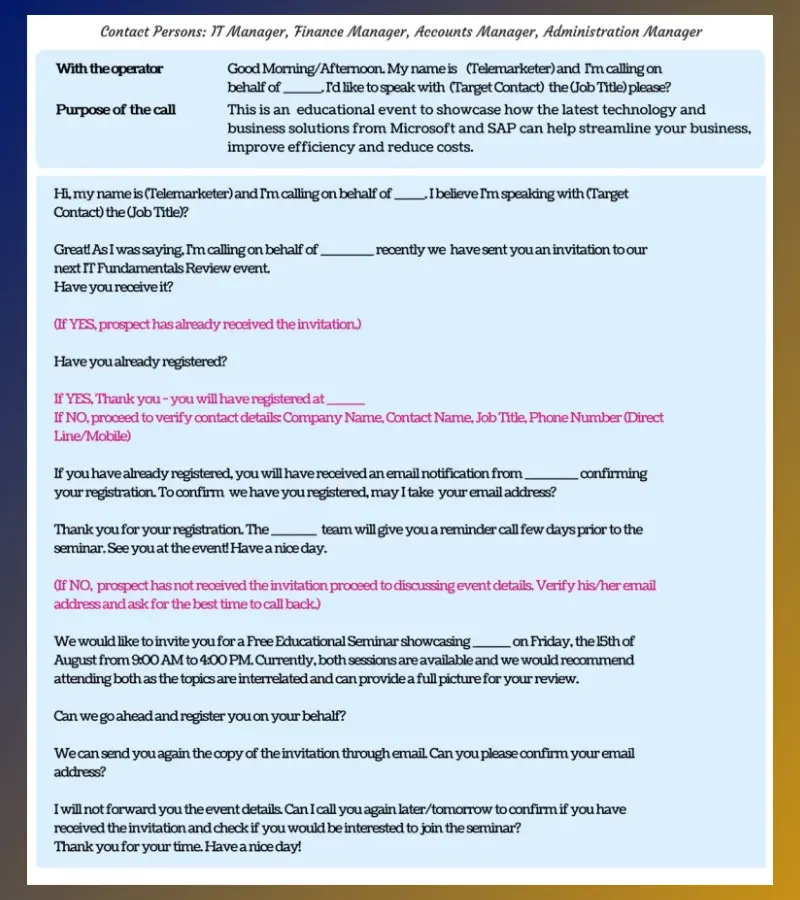 Sample Cold Calling Scripts | Callbox Lead Generation Services